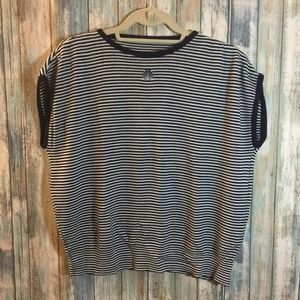Tops | Nautical Shell Navy And White Striped Boxy Top | Poshmark